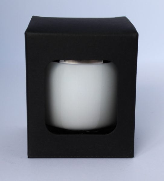 20cl 460gsm ultra Matt Black candle box with a web top and window ...